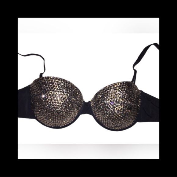 Intimates & Sleepwear | Black Diamond Crystal Rhinestone Glam Bling ...